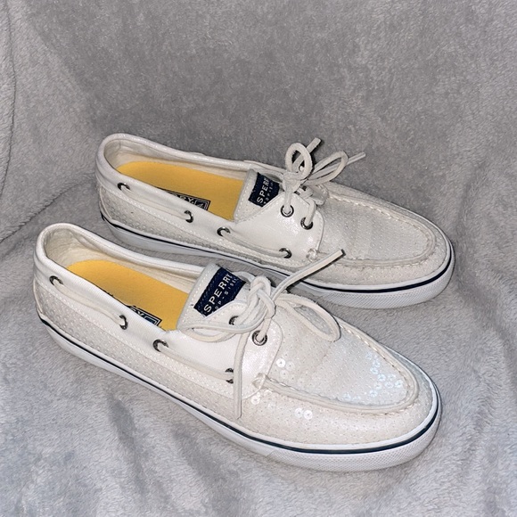Sperry | Shoes | White Sequin Sperry | Poshmark